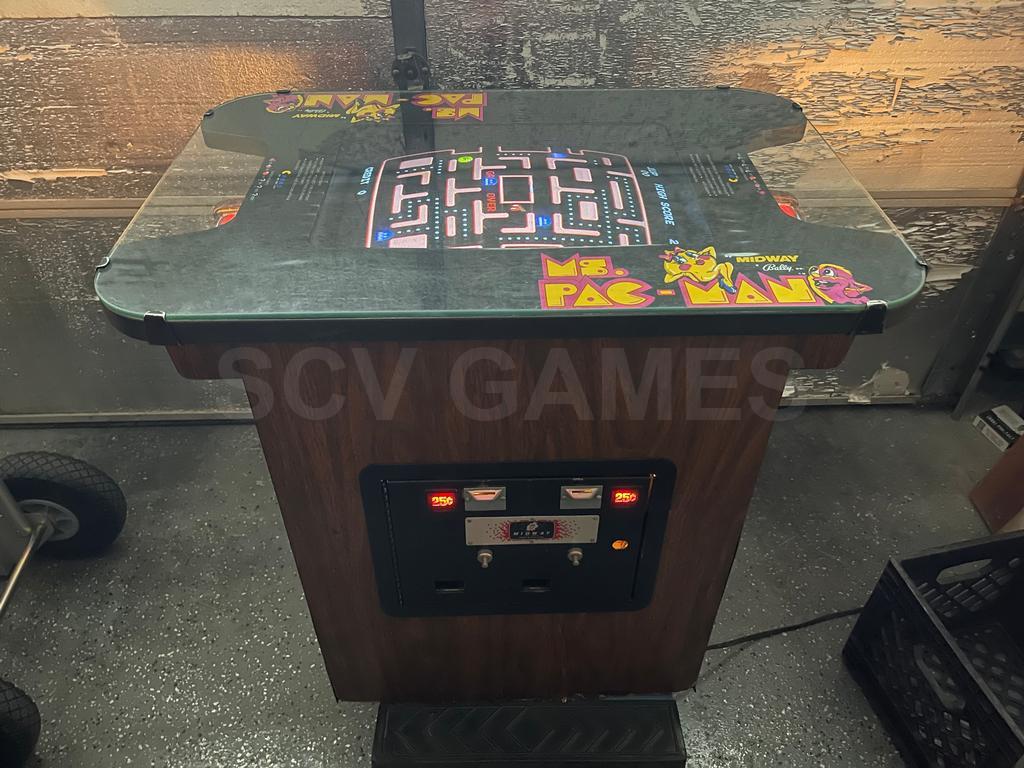 1981 Midway Ms. Pac-Man Cocktail Arcade Machine - Coin OP Stuff